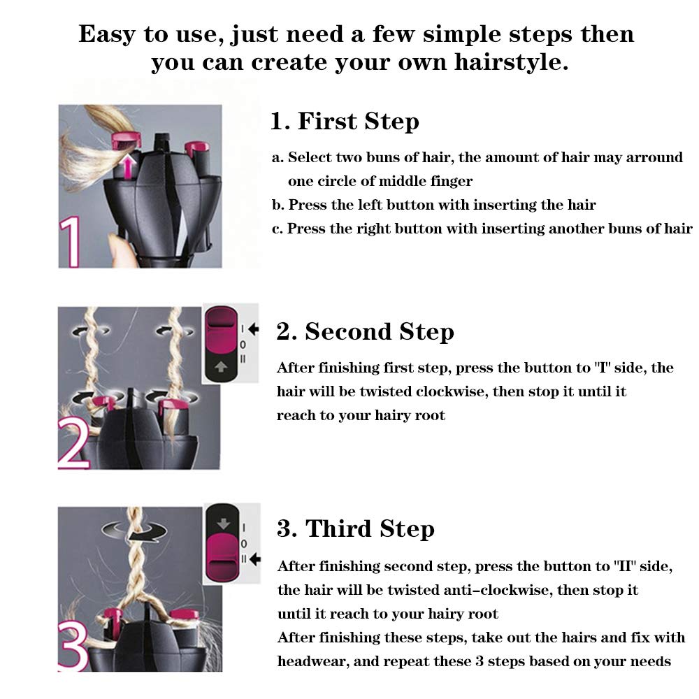 Electronic Quick Twist Hair Braiding Tool Automatic Hair Braider Machine Braid Maker DIY one-Click Control for DIY use(Upgraded Version Batterys Not Included)