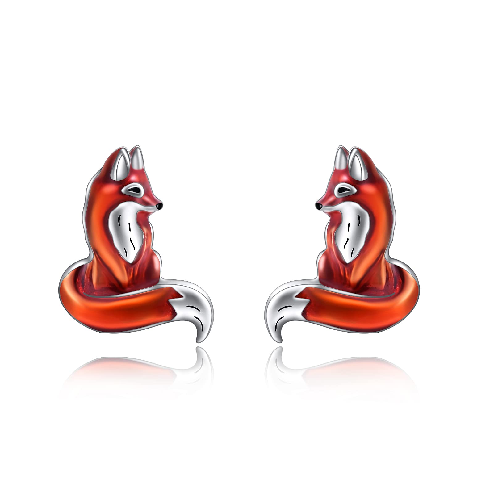 Fox Earrings Gifts Sterling Silver Cute Kitsune Fox Stud Earrings Jewelry Prom Earrings Christmas Gifts for Women Teen