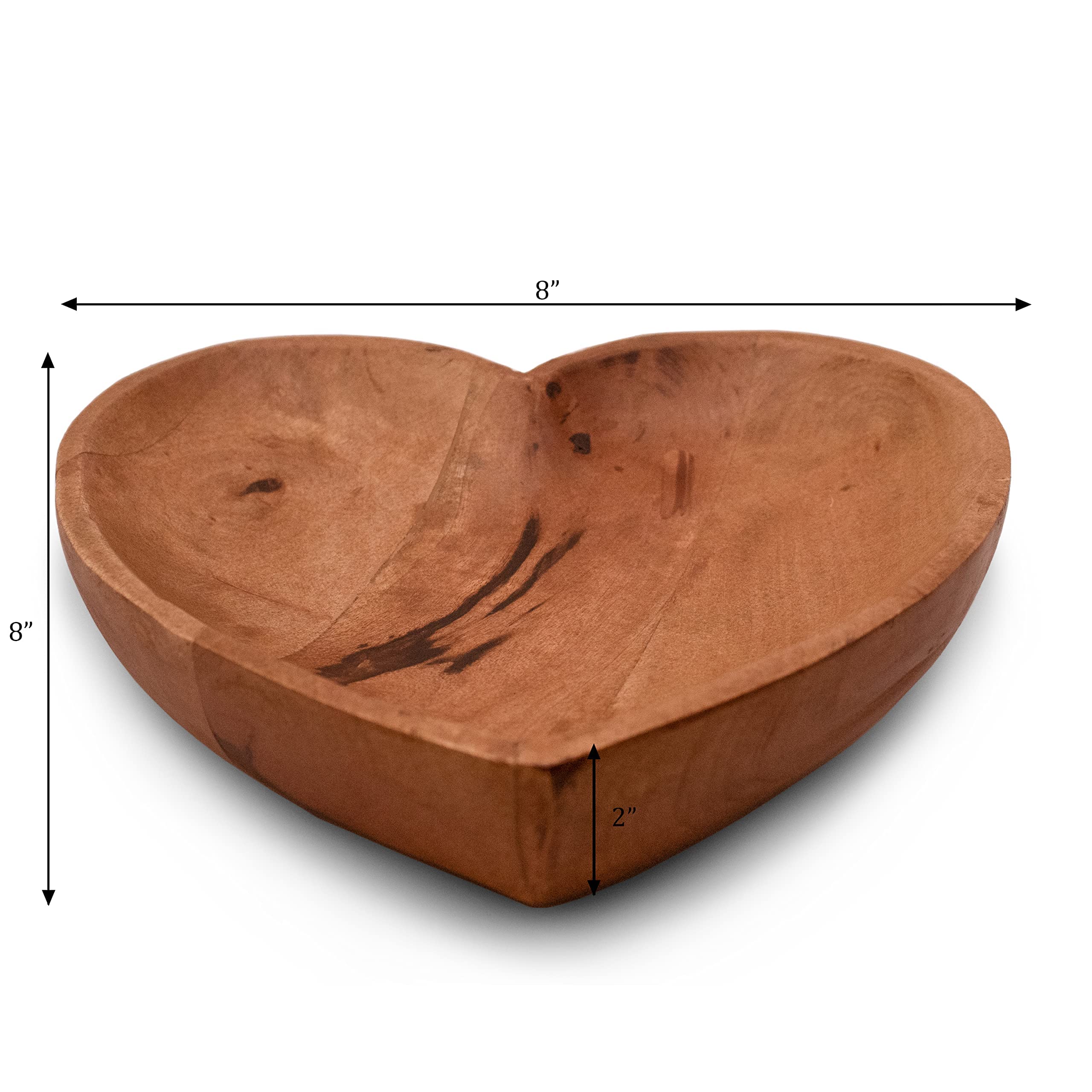 Heart Shaped Wooden Salad Bowl, Fruit Bowl, Candy Bowl, Decorative Wood Bowl, Hand-Crafted, Eco-Friendly, Large 10β(W) x 10β (L) x 2β (H)