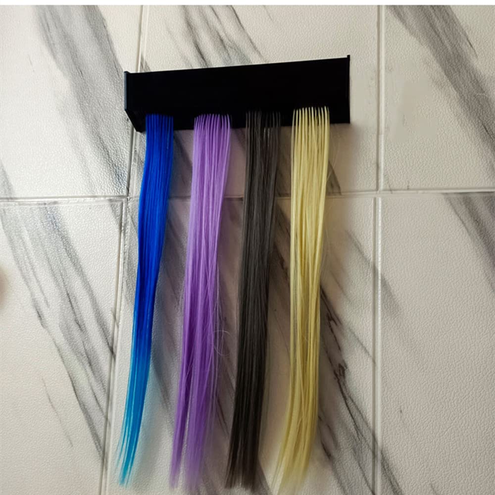 LIXIMMAZN Acrylic Hair Extension Holder, Dustproof Wig Stand Hair Hanger, Durable Sectioning Display Hair Separator, Wall Mounted Installation Without Punching (Black)