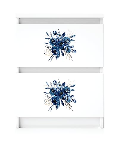 Navy Blue Bouquet Rub on Transfer, 6 x 6 inch Sheet - Dry Rub-On/Off Transfers Stickers for Decoupage Scrapbooking Crafts Mixed Media Collage Art