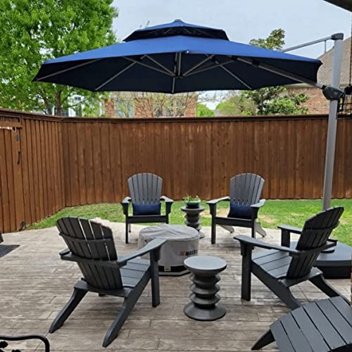 PURPLE LEAF Sunbrella Umbrella 11 Feet Double Top Deluxe Round Patio Umbrella Offset Hanging Umbrella Cantilever Umbrella Outdoor Market Umbrella Garden Umbrella, Spectrum Indigo