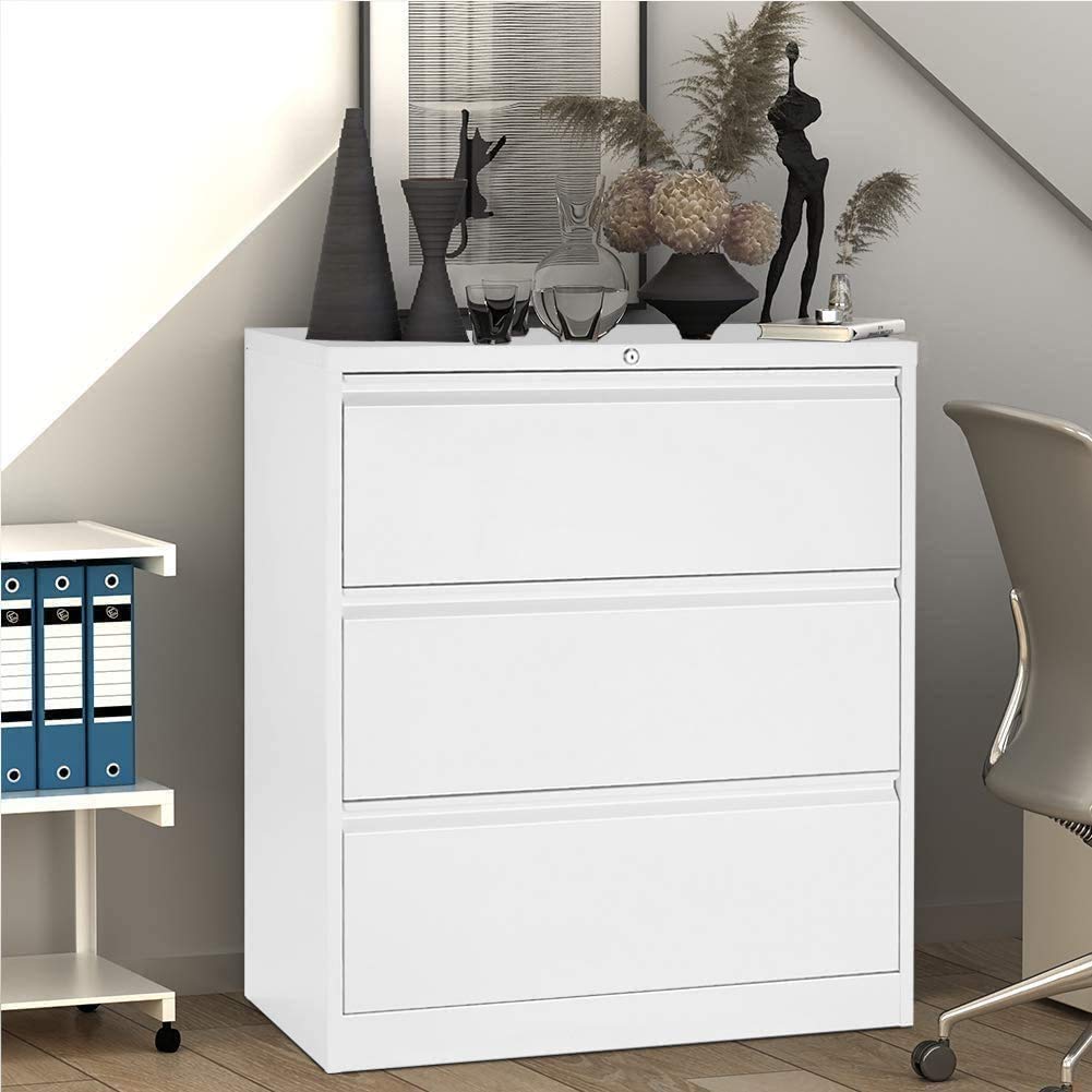 GOOGIC Home Office Cabinet Steel Heavy Duty Filing Storage Cabinet with Lock, for Home&Office (Black)