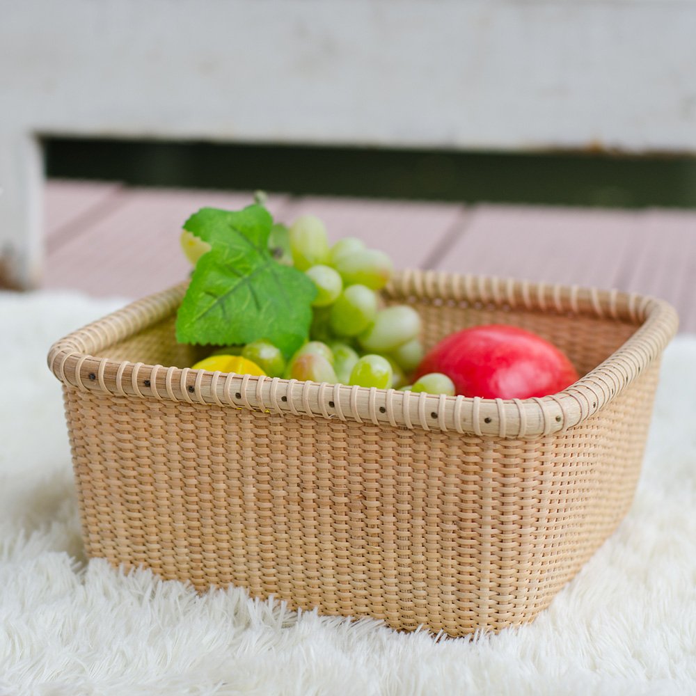 Teng Tian Nantucket Square Rattan Basket, Multi-Purpose Storage, Neutral Color, 11" x 11"