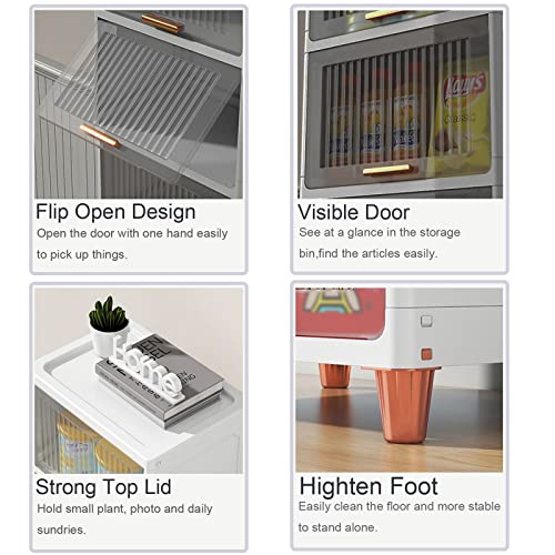 Plastic Storage Bins - 4 Clear Drawers Flip Open Storage Bins, Storage Drawer Organizer, Plastic Home Storage Organizer,Tall Standing Organizer Tower for Home, Bedroom, Office, Kitchen, Craft Room