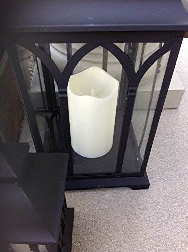 Pebble Lane Living Indoor/Outdoor Lombard Candle Lanterns, Powder Coated Steel Frame & Tempered Glass Panes, Black, Assorted Set of 3