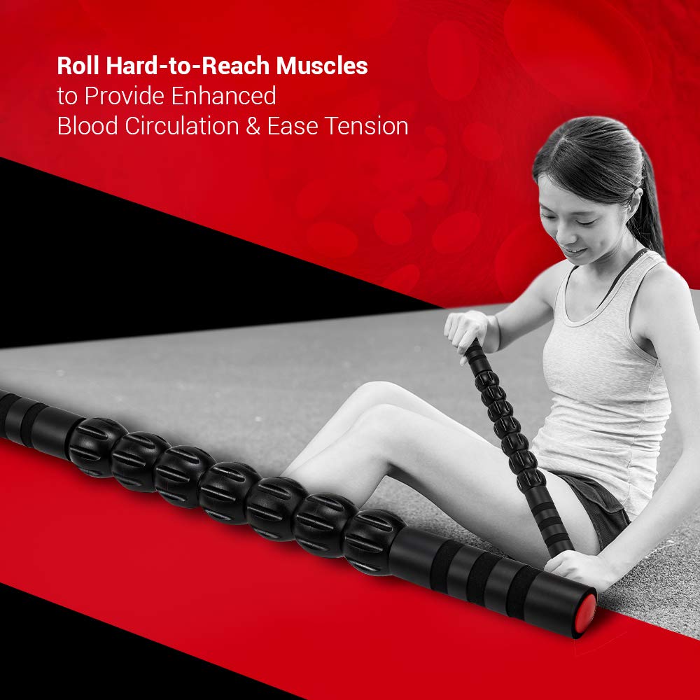 Foam Roller Set 18" Foam Back Roller, 18" Massage Stick, Foot Roller, Spiky Massage Ball, Massage Roller Ball, for Pain Tightness Plantar Fasciitis Relief Deep Tissue Massage Home Gym Muscle Roller