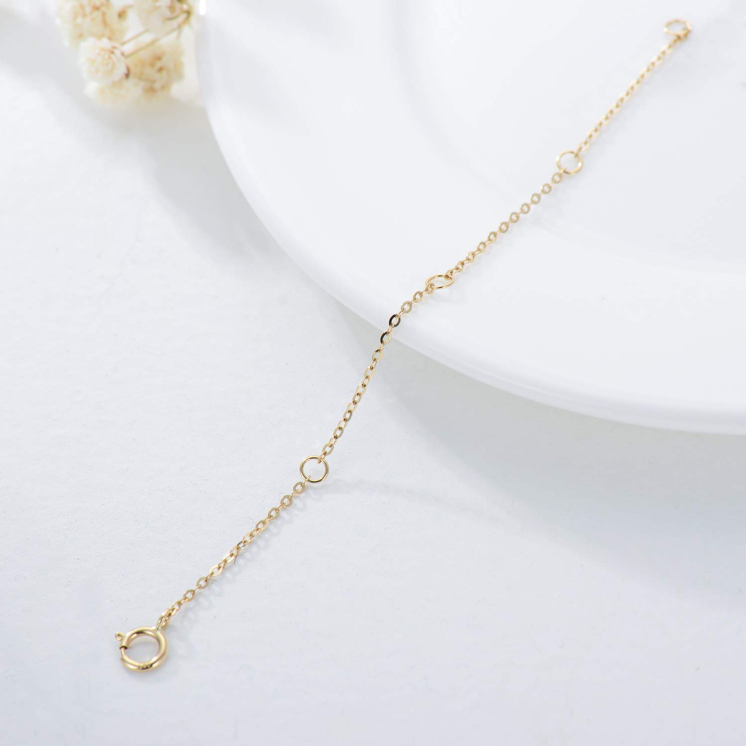 FENCCI 14K Solid Gold Chain Necklace Extender 4 Inch, Delicate Durable Adjustable Gold Chain Extender for Gold Necklace Bracelet Anklet (4 inch-Yellow Gold)