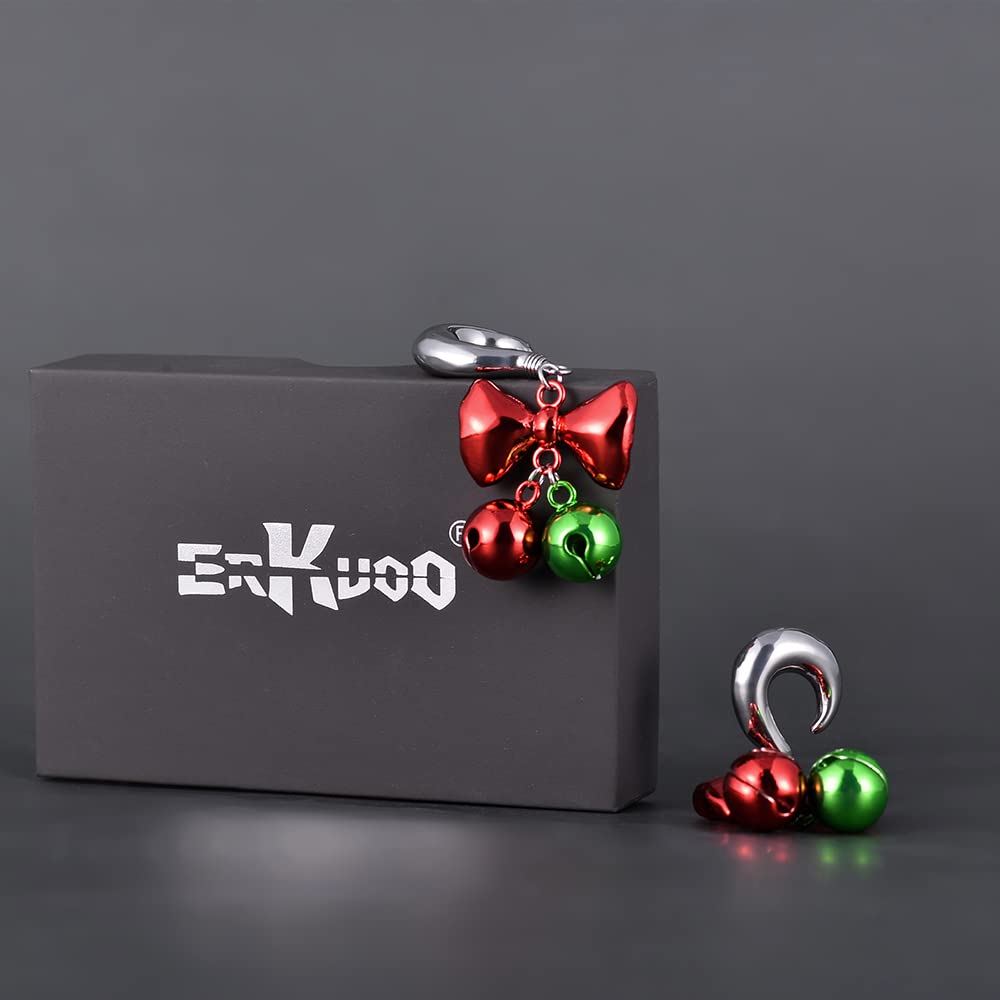 ERKUOO 1 Pair Christmas Ear Weights Hangers for Stretched Ear Tunnel Plug Dangle Ears Gauges Earrings Expander Piercing Gift for Festive Holiday 8g(3mm)