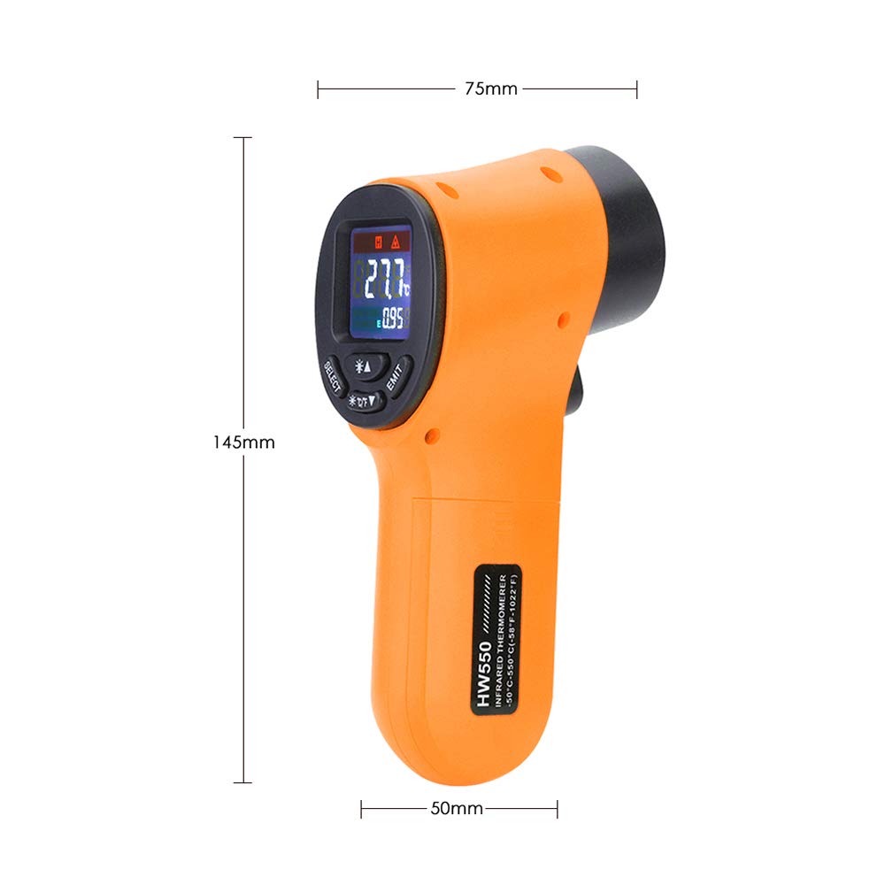 GoolRC Handheld Non-Contact Digital Infrared Thermometer Pyrometer Aquarium LCD Laser Thermometer Outdoor Industrial Thermometer -50~550 C (Not Accurate for Human Temperature),Battery Not Included