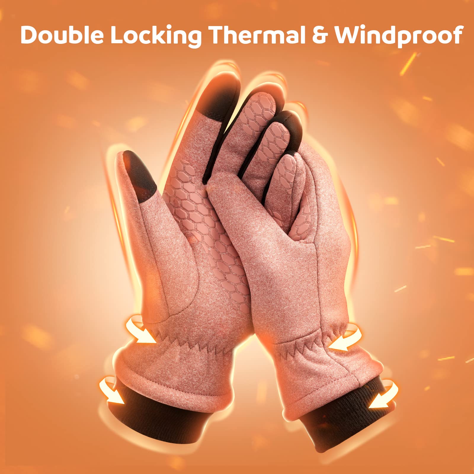 FREETOO Winter Gloves for Women, 2022 Stylish Double Locking Thermal Running Gloves, Warm Waterproof Touchscreen Driving Gloves