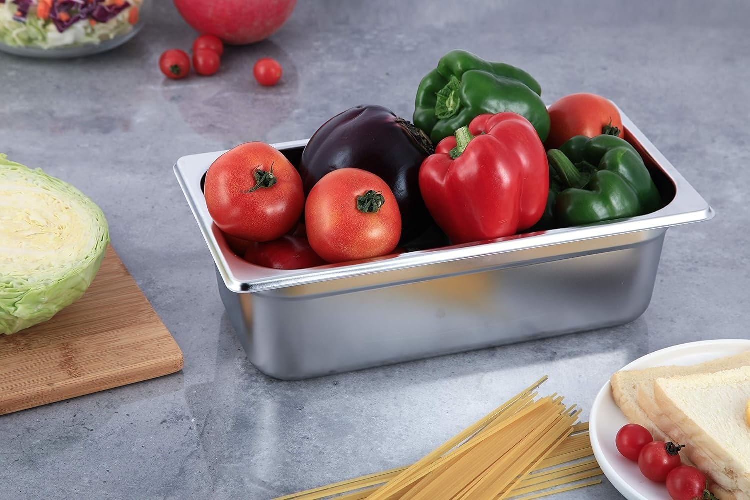 Soro Essentials- Third Size 4" Deep Stainless Steel Anti-Jamming Steam Table Pan 24 Gauge- Chafer Food Pan Stackable Anti-Jam Steam Pan for Hotel Restaurant Supplies Party Buffet Event Catering