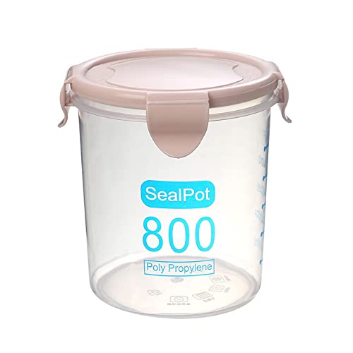 NC Food Sealed can Kitchen Spice nut Food can Refrigerator Moisture-Proof Storage Box Grain Storage Tank Graduated 800ml Pink