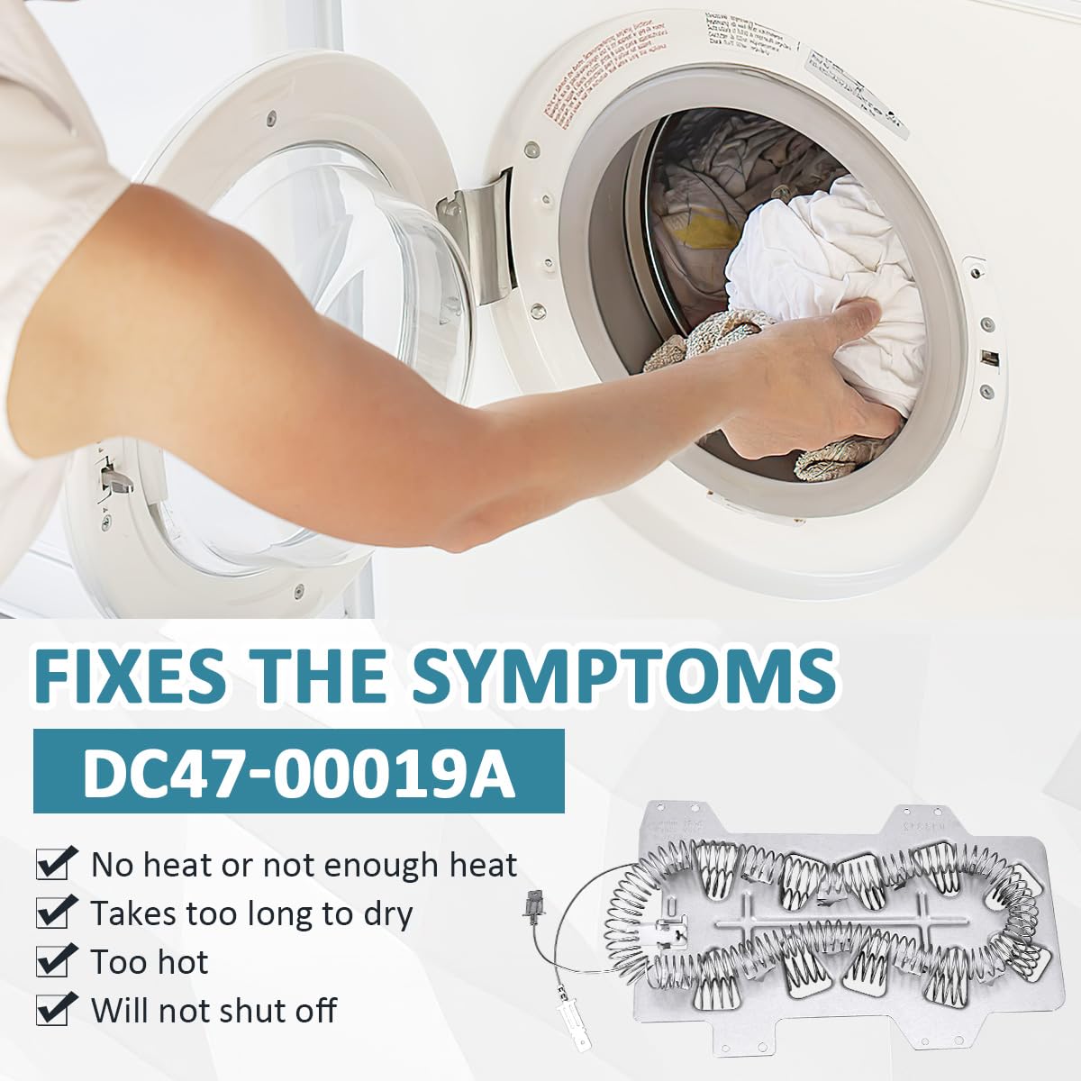 Dryer Heating Element for Samsung DV330AEW/XAA, Samsung DV5471AEW/XAA, Samsung DV405ETPASU/AA-0001, Samsung DV337AER/XAA-0000 Dryers