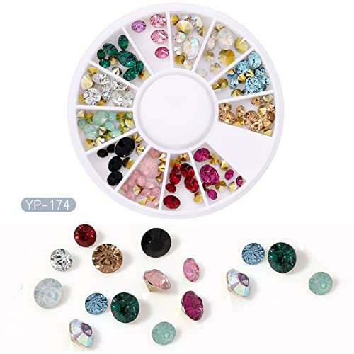 IFOTIME Disc 12 Grid Nail Pearl Jewelry Half Round Flat Bottom Round Mix Heteromorphic Jewelry Creative DIY Nail Accessories Acrylic Nail Gemstones (E, One Size)