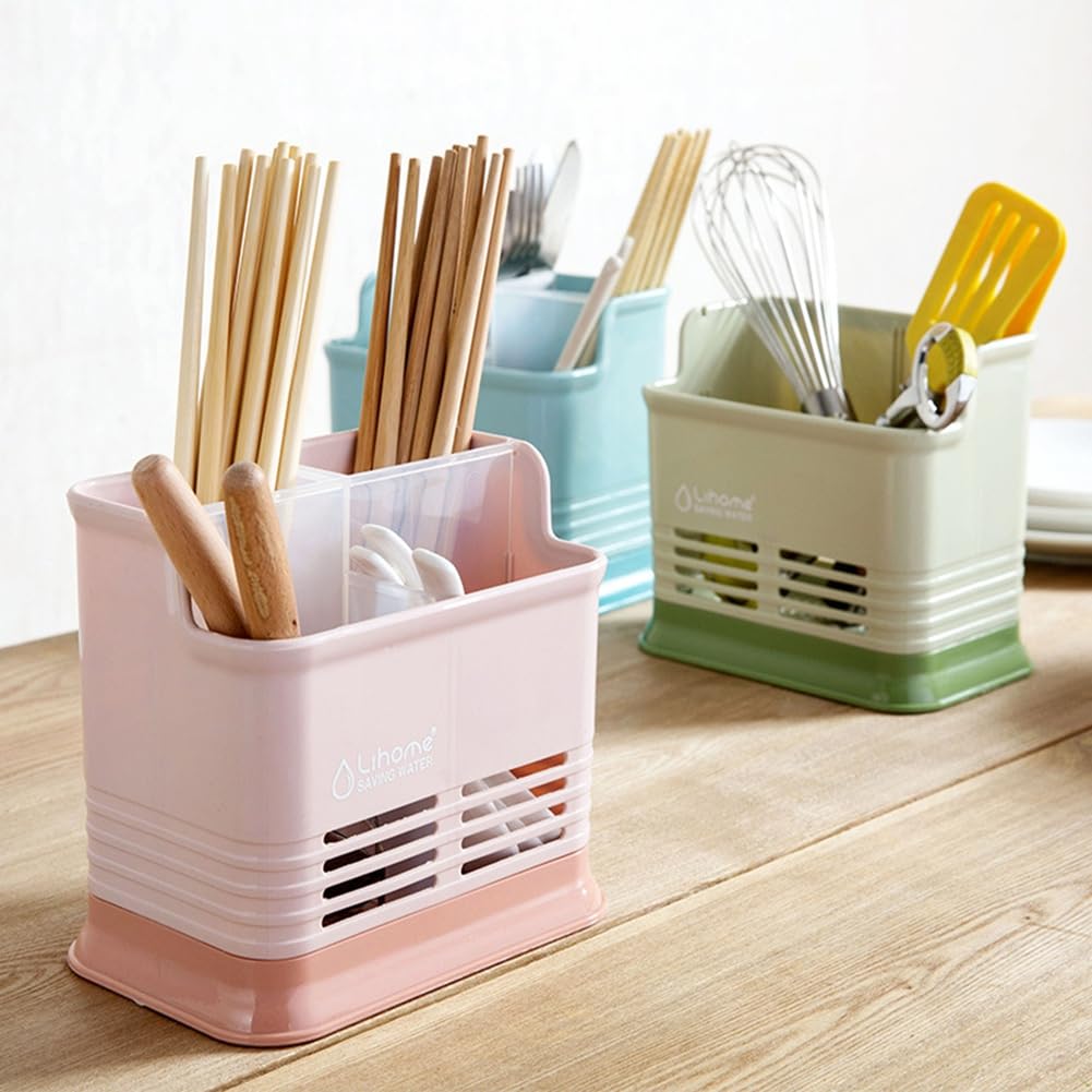 emlovosy Cutlery Organizer-Strong Construction Scratch-resistant High Durability Utensil Drawer Storage Tray for Kitchen Blue 4Grid