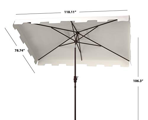 Safavieh PAT8300K Outdoor Zimmerman White 6'6" x 10' Rectangle Market UV Protected Umbrella