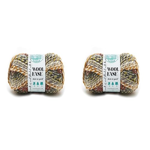 Lion Brand Yarn Wool-Ease Thick & Quick Yarn, Soft and Bulky Yarn for Knitting, Crocheting, and Crafting, 1 Skein, Coney Island (Pack of 2)