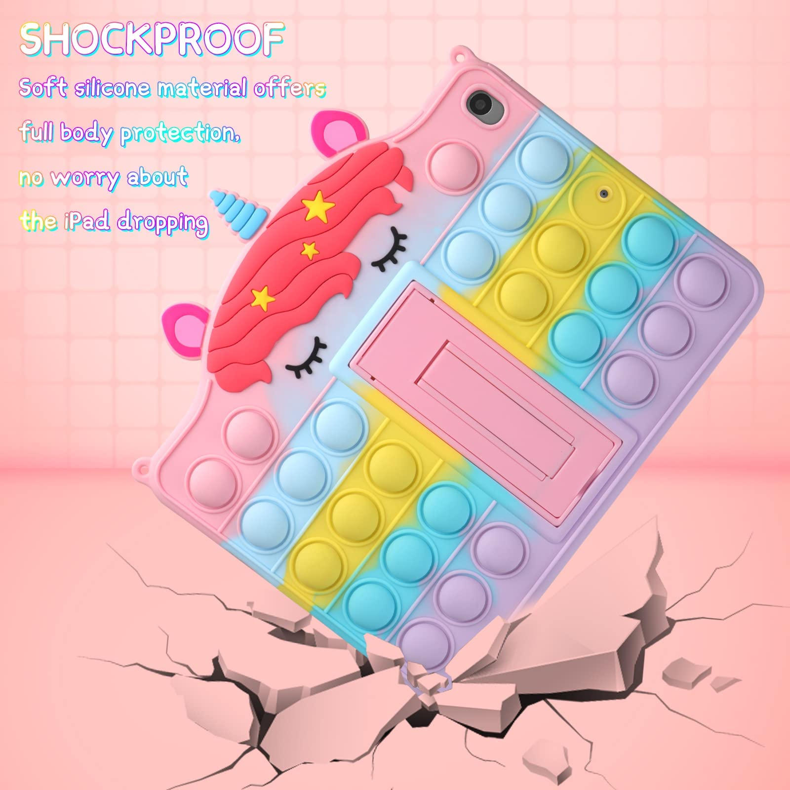 WESADN for iPad Mini 5 Case for iPad Mini 4 Case with Kickstand for Girls Women Silicone Fidget Bubble Case Cute Pop Protective Holder Tablet Cover for iPad Mini 5th 4th Generation 7.9 inch