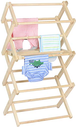 Pennsylvania Woodworks Clothes Drying Rack: Solid Maple Hard Wood Laundry Rack for Baby Clothes, Hand Towels, Delicates & More, Durable Small Folding Drying Rack, Made in USA, No Assembly Needed