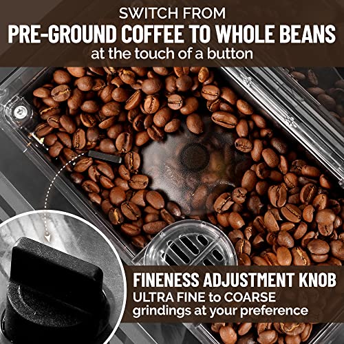 Zulay Magia Super Automatic Coffee Espresso Machine - Durable Automatic Espresso Machine With Grinder - Espresso Coffee Maker With Easy To Use 7β Touch Screen, 19 Coffee Recipes, 10 User Profiles