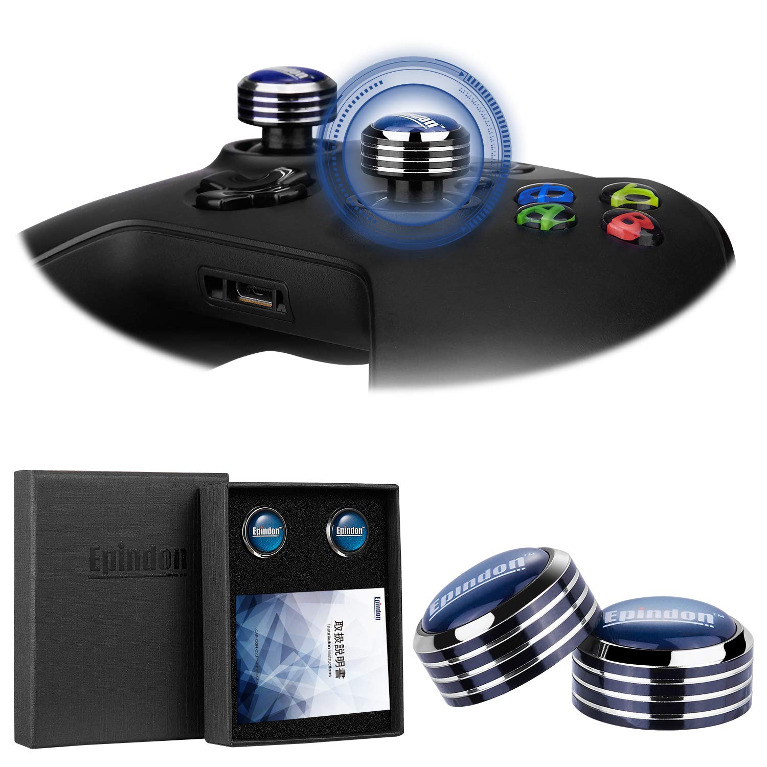 Epindon FPS Thumb Grips Aim Sticks Cover for Xbox One/Elite/Elite Series 2 Controller - NavyBlue