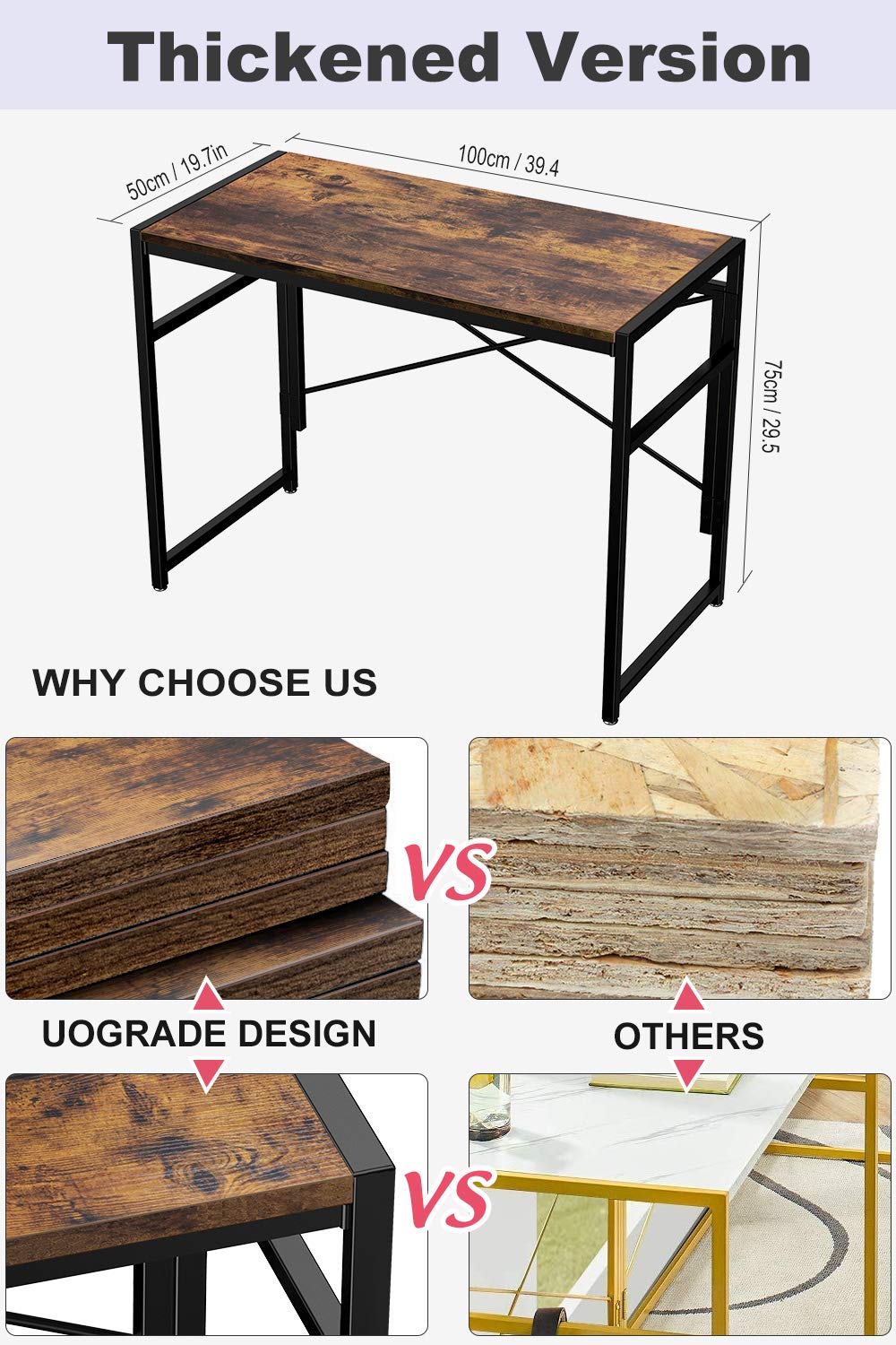 Geniusidea Computer Desk for Home Work (39.4")