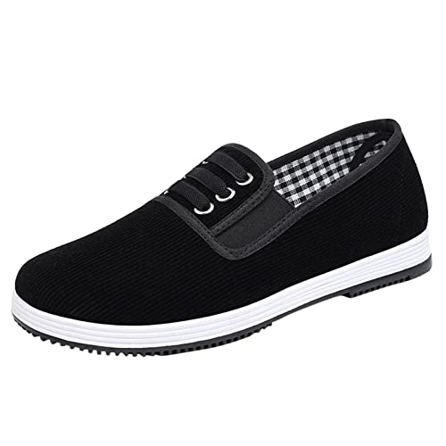 Fashion Autumn Men Casual Shoes Flat Cloth Soft Comfortable Solid Color Slip On Simple Style Latest Casual Shoes for Men Black