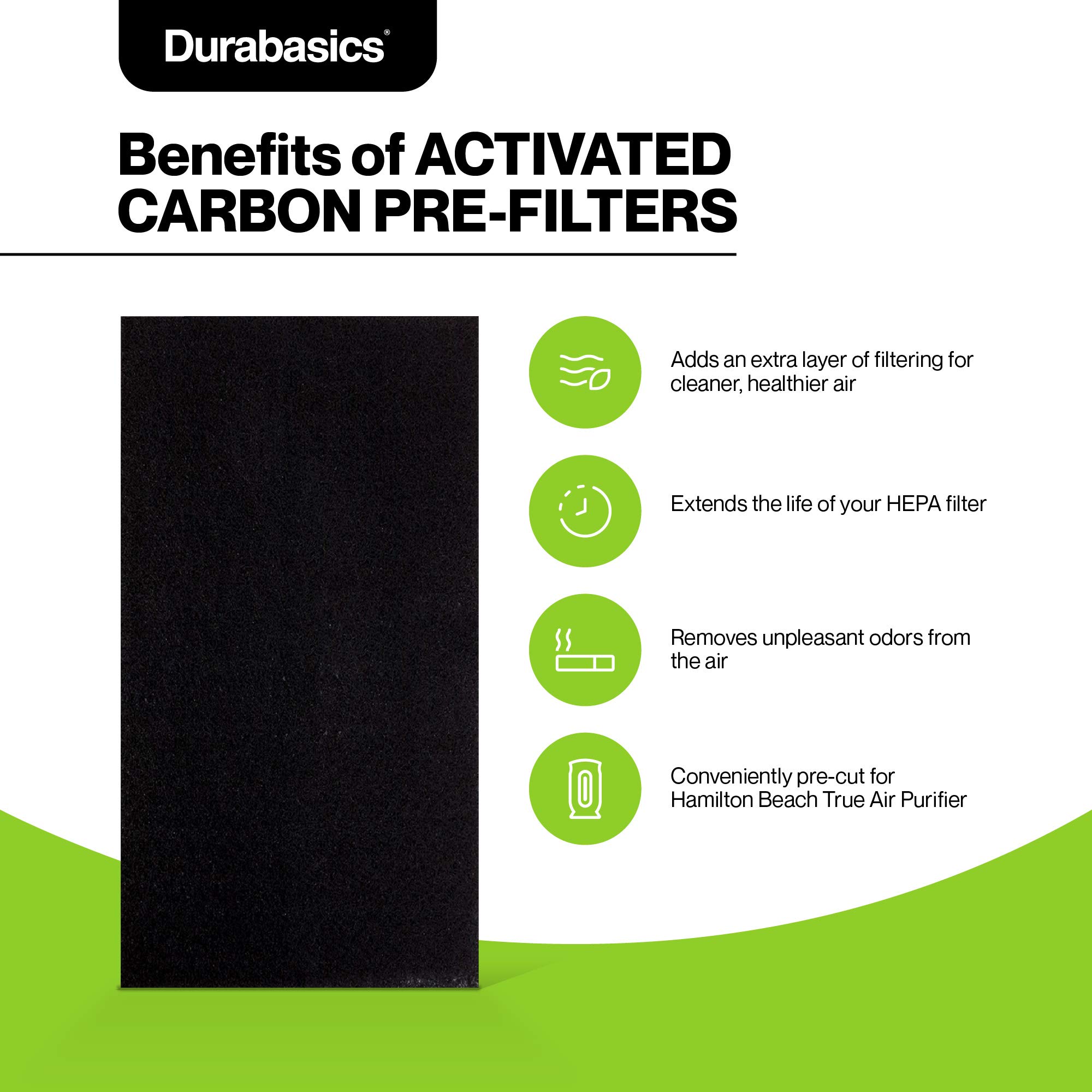 Durabasics 8 Pack Pre-Filters Compatible with Hamilton Beach True Air Filter Replacement for Hamilton Beach True Air Purifier | 8 Hamilton Beach Air Filter Replacements for Hamilton Beach Air Purifier