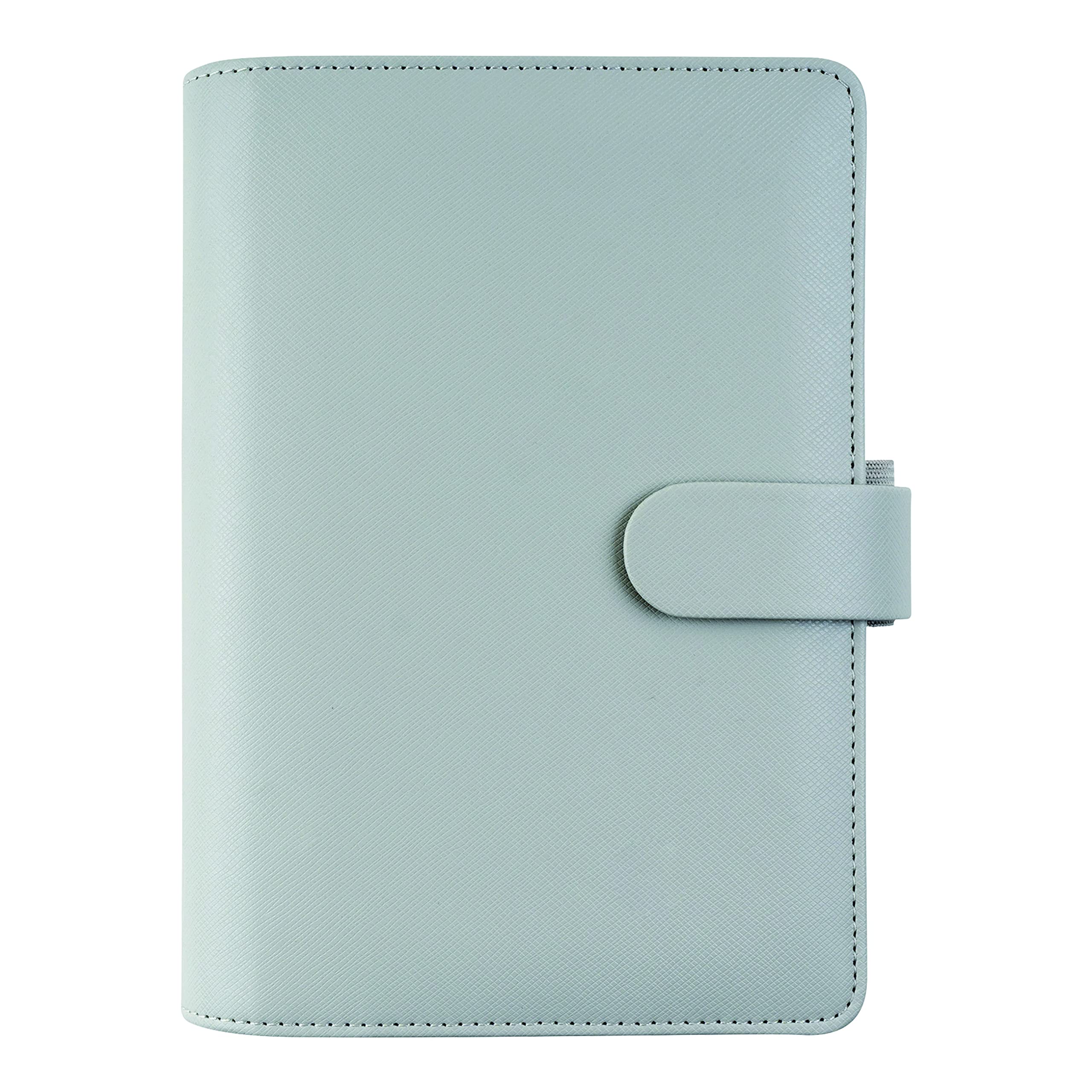 Filofax Saffiano Organizer, Personal Size, Granite - Cross-Grain, Leather-Look, Six Rings, Week-to-View Calendar Diary, Multilingual, 2022 (C028805-22)