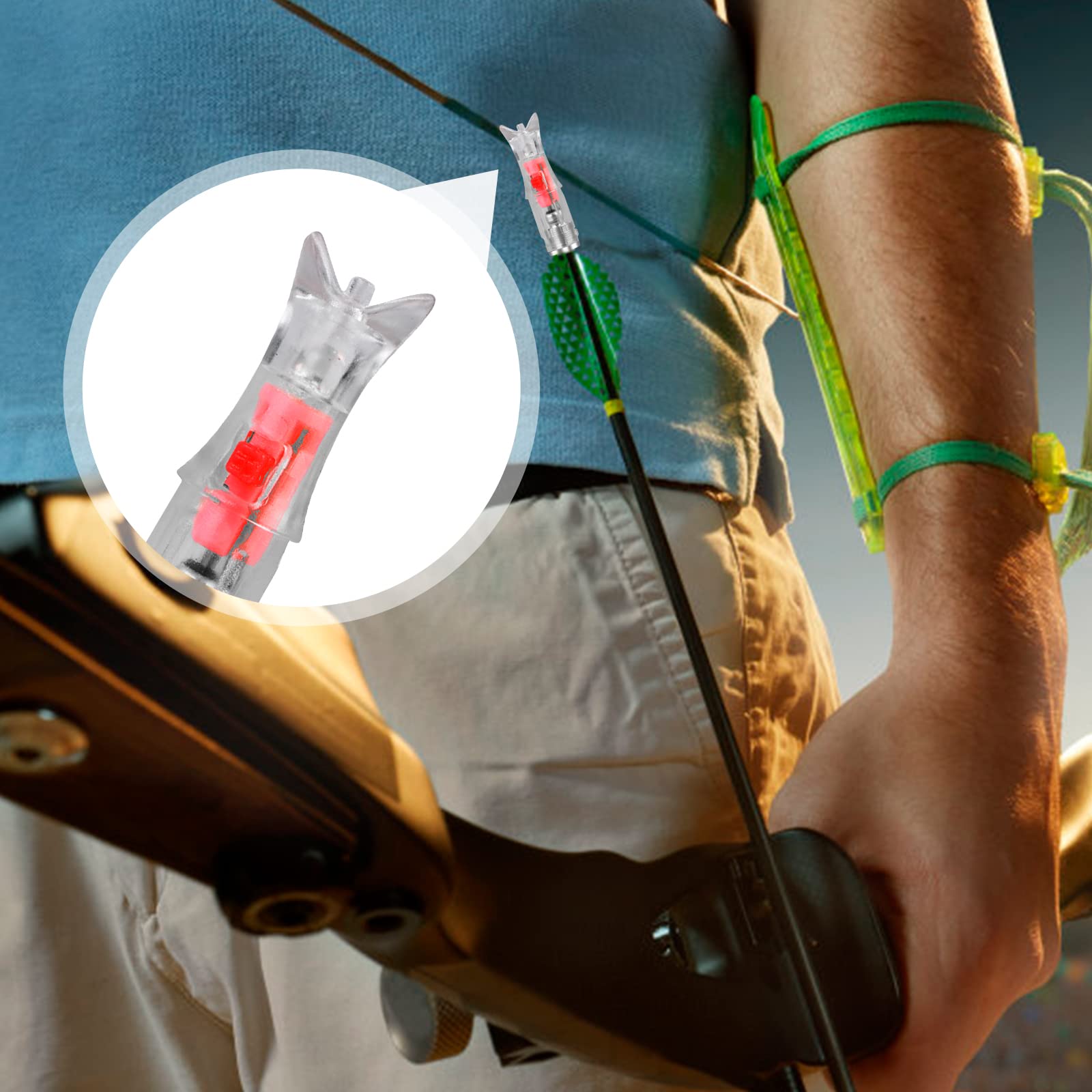 GOTIDA X Lighted Nocks for Arrows: Lighted Nocks 7.62mm,6pcs LED Nock Tail Illuminated Lighted Archery Nocks with ON/Off Switch Nocturnal Lighted Knocks for Arrows Lighted Arrow Nocks