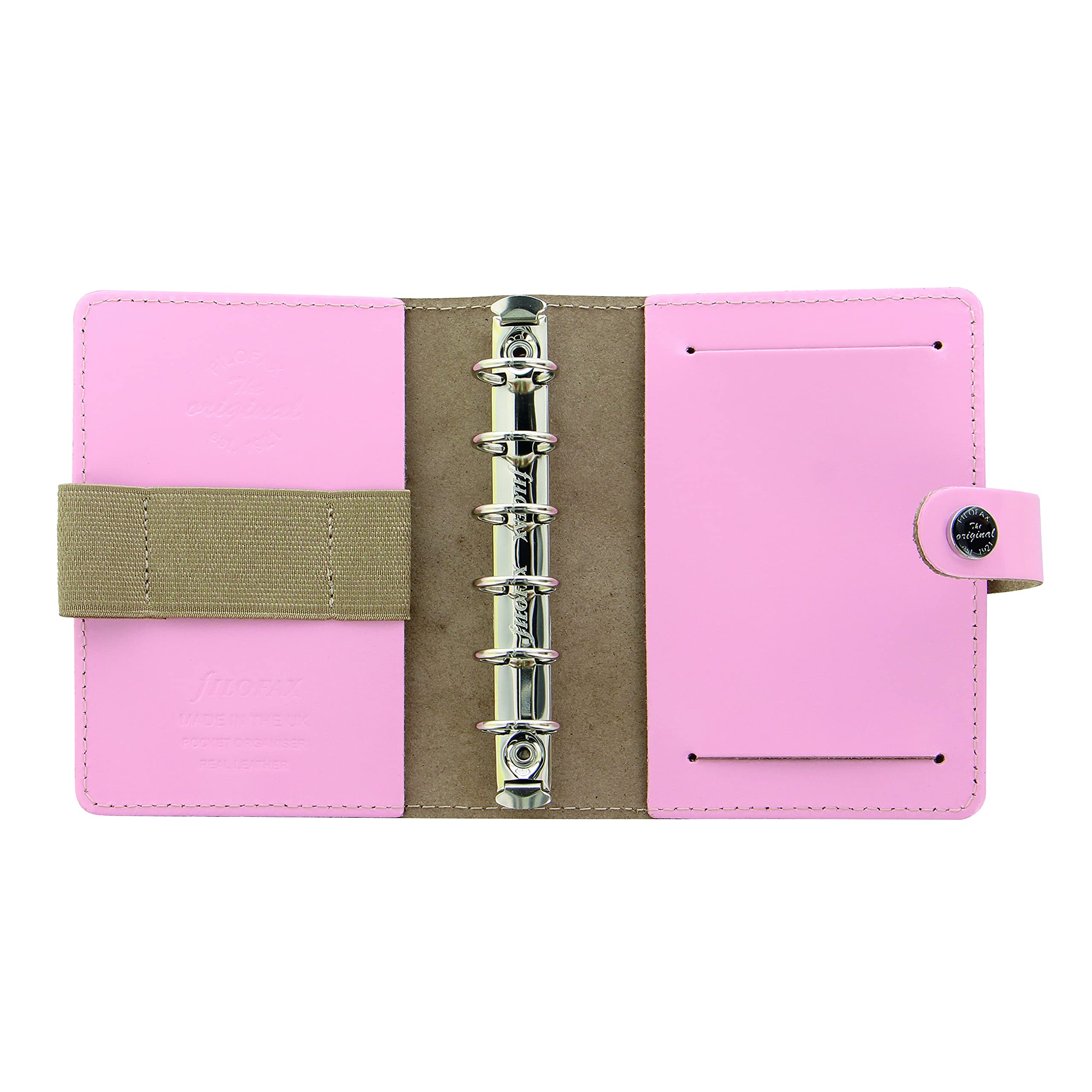 Filofax The Original Organizer, Pocket Size, Patent Rose - Leather, Six Rings, Week-to-View Calendar Diary, Multilingual, 2022 (C026081-22)