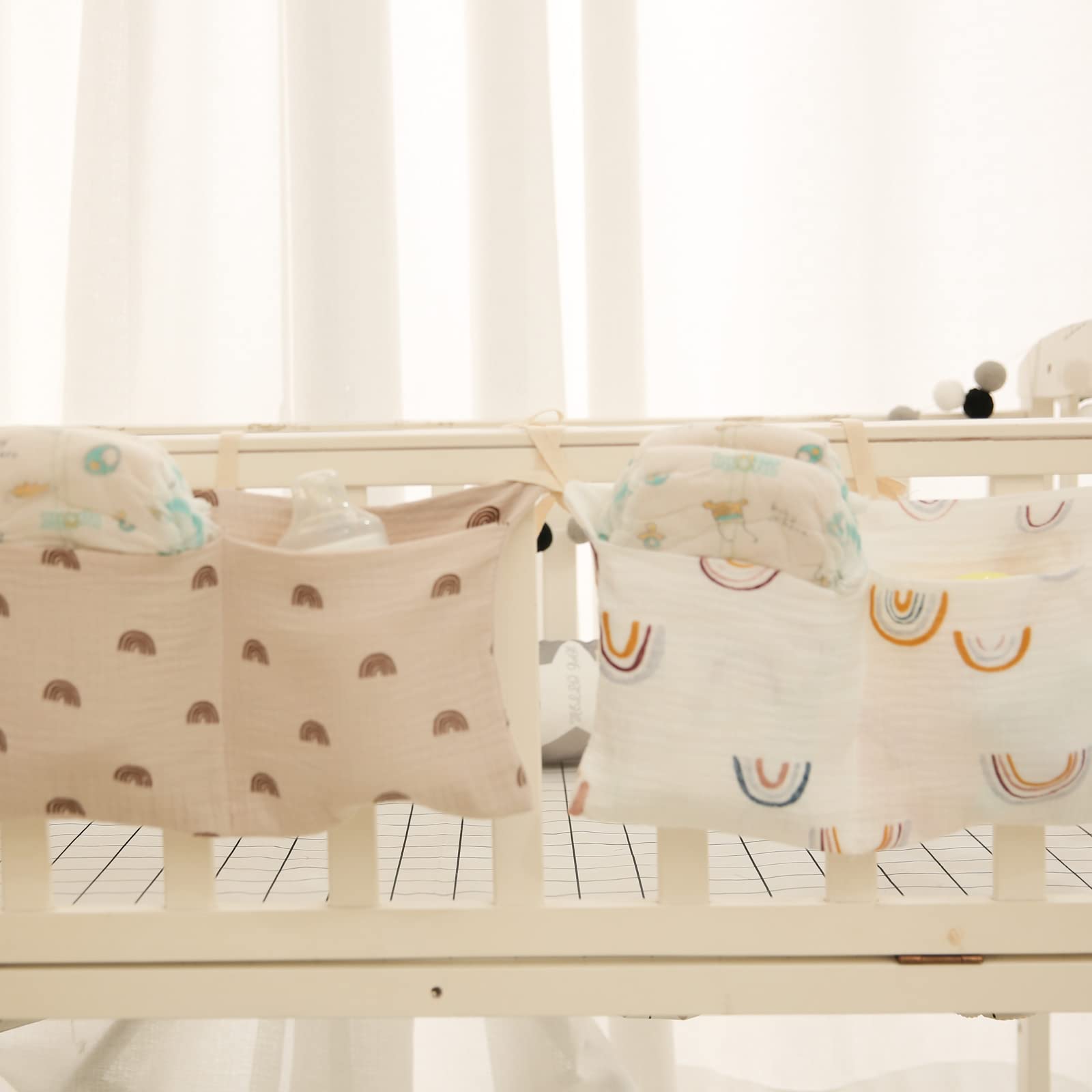 Hanging Baby Diaper Caddy Organizer, Diaper Stacker, Baby Crib Hanging Classified Storage Bag Organizer for Changing Table, Crib, Nursery Organization, for Diapers Wipes Baby Essentials Storage