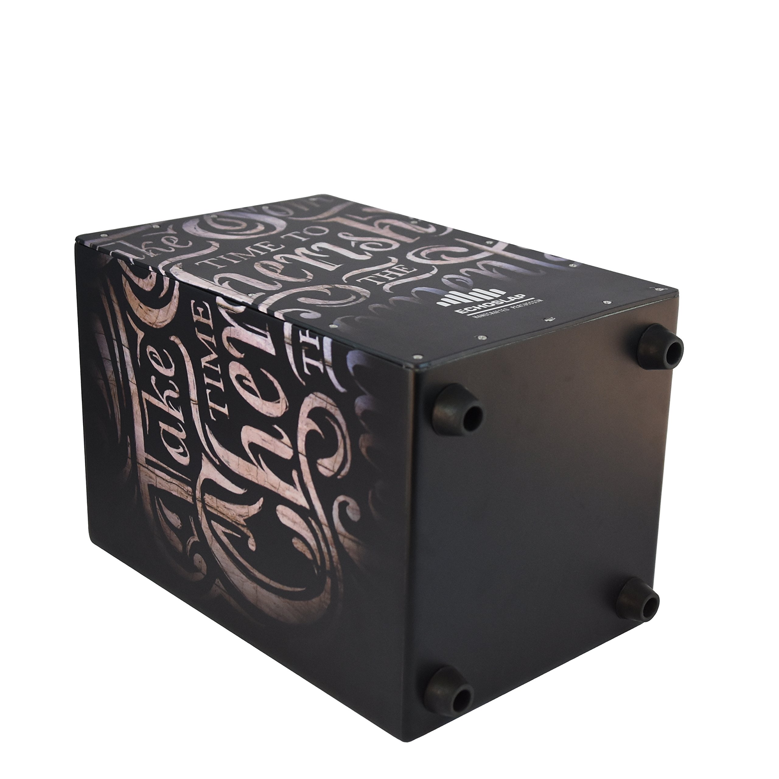 Echoslap GFX Ship Cajon, Black, Hand Crafted, 21 Coiled Snare Wires, Deep Bass, Maple Frontplate, Hardwood Body + Free Gig Bag