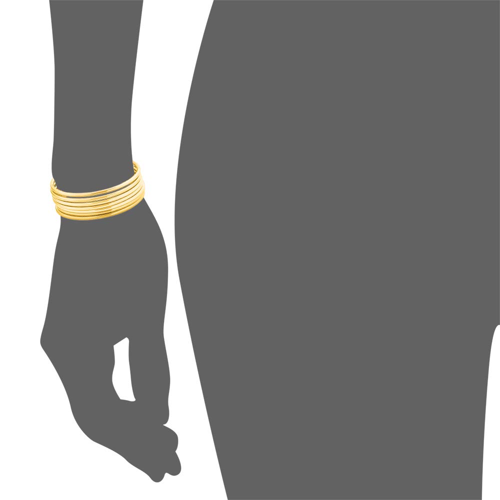 Edforce Stainless Steel Glossy Thin Round Bangle Bracelet Set for Women, Set of 7 (Gold, 8.5)