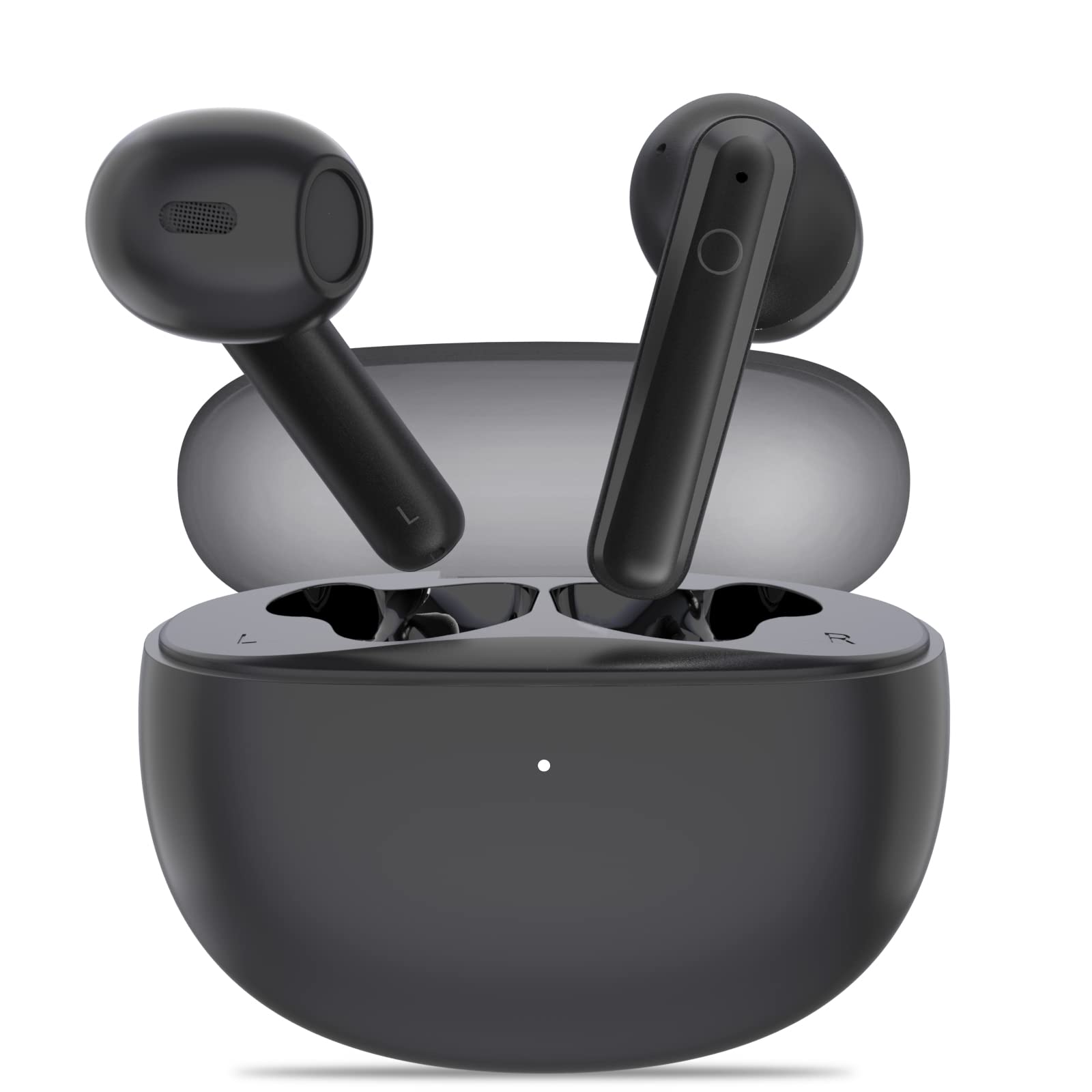 IKG Wireless Earbuds, Bluetooth Headphones with Microphone, 30H Playtime with Transparent Charging Case, Deep Bass, IPX7 Waterproof, Earphones for Work Sport Game