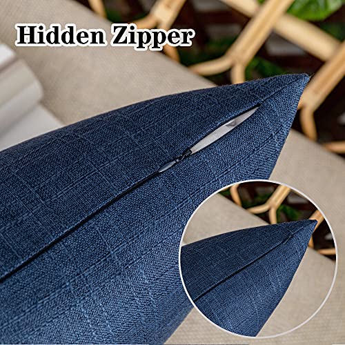 Kevin Textile Pack of 2 Decorative Outdoor Waterproof Throw Pillow Covers Checkered Pillowcases Classic Cushion Cases for Patio Couch Bench 16 x 16 Inch Blue