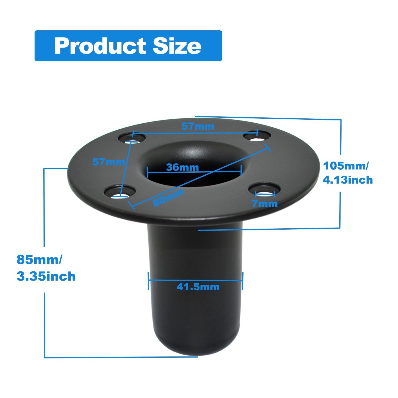 Howonder Speaker Stand Top Hat 4.13"x3.29" ,Metal Speaker Cabinet Pole Mount, PA/DJ Tripod Speaker Stand Mounts Adapters 105X85mm (2 Packs Black)