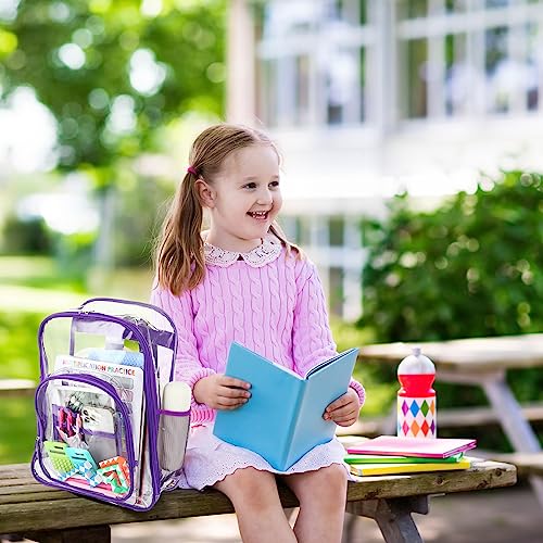 Sadnyy 12 Pcs Clear Backpack Bulk Heavy Duty Stadium Approved Transparent Bookbag PVC See Through Bag for School Work Concert(Multicolor)