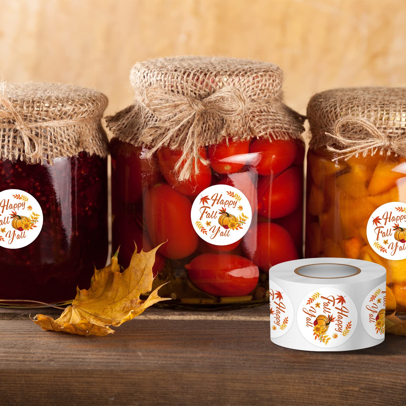 Heyfibro 500 PCS Happy Fall Y'all Stickers, 1.5 Inch Thanksgiving Stickers Label for Packing, Party, Bags, Boxes(Pumpkin)