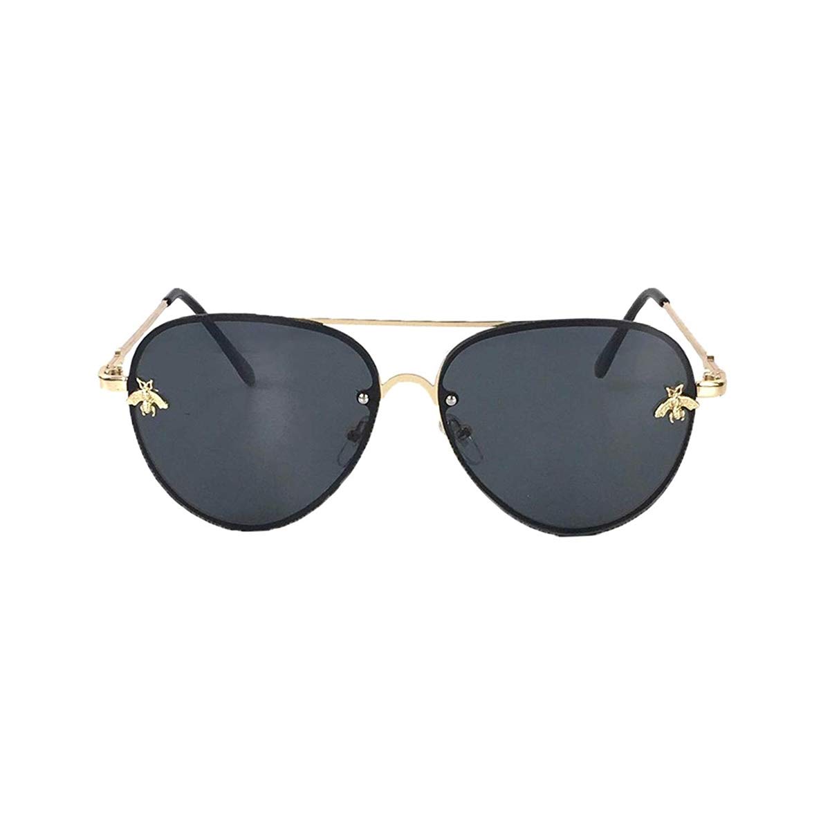 Fashion Culture Women's Buzzed Bee Charm 60mm Aviator Sunglasses (Black)