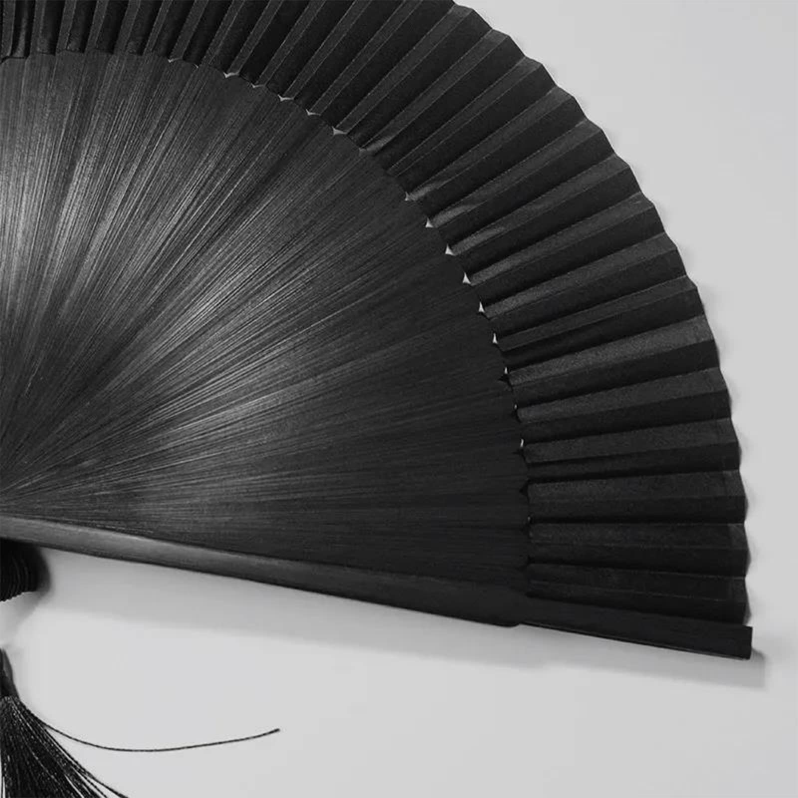 ERTUO Black Hand Fan Chinese Folding Fan Silk Fan Bamboo Fan Retro Women's Men's Suitable as Wedding Gift