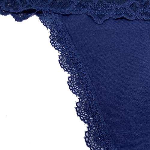 WKFIINM Pack 6 High Waisted Lace Thong for Women Cotton Underwear Plus Size High Rise Retro Tummy Control Thongs Panties