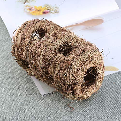 Small Animals Hideout House Grass Hideaway Tunnel Chew Toys Activity Center Nest Hut for Hamsters Guinea-Pig Gerbils Chinchillas (2 Pack Hideout Tunnel 7.5"×3.7")