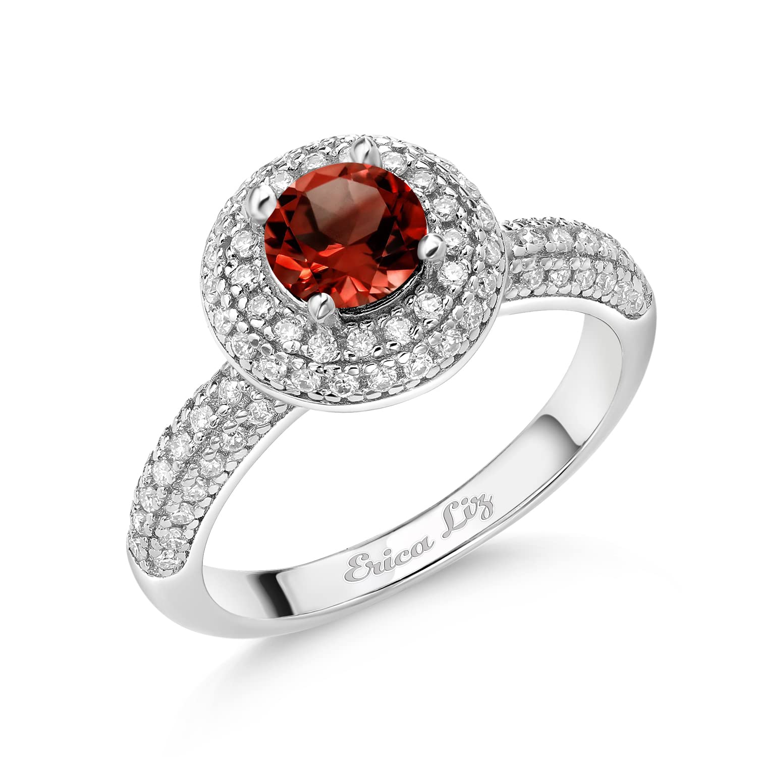 Gem Stone King 925 Sterling Silver Birthstones and White Moissanite Build Your Own Customized and Personalized For Her Women's Engagement Ring (Size 7)