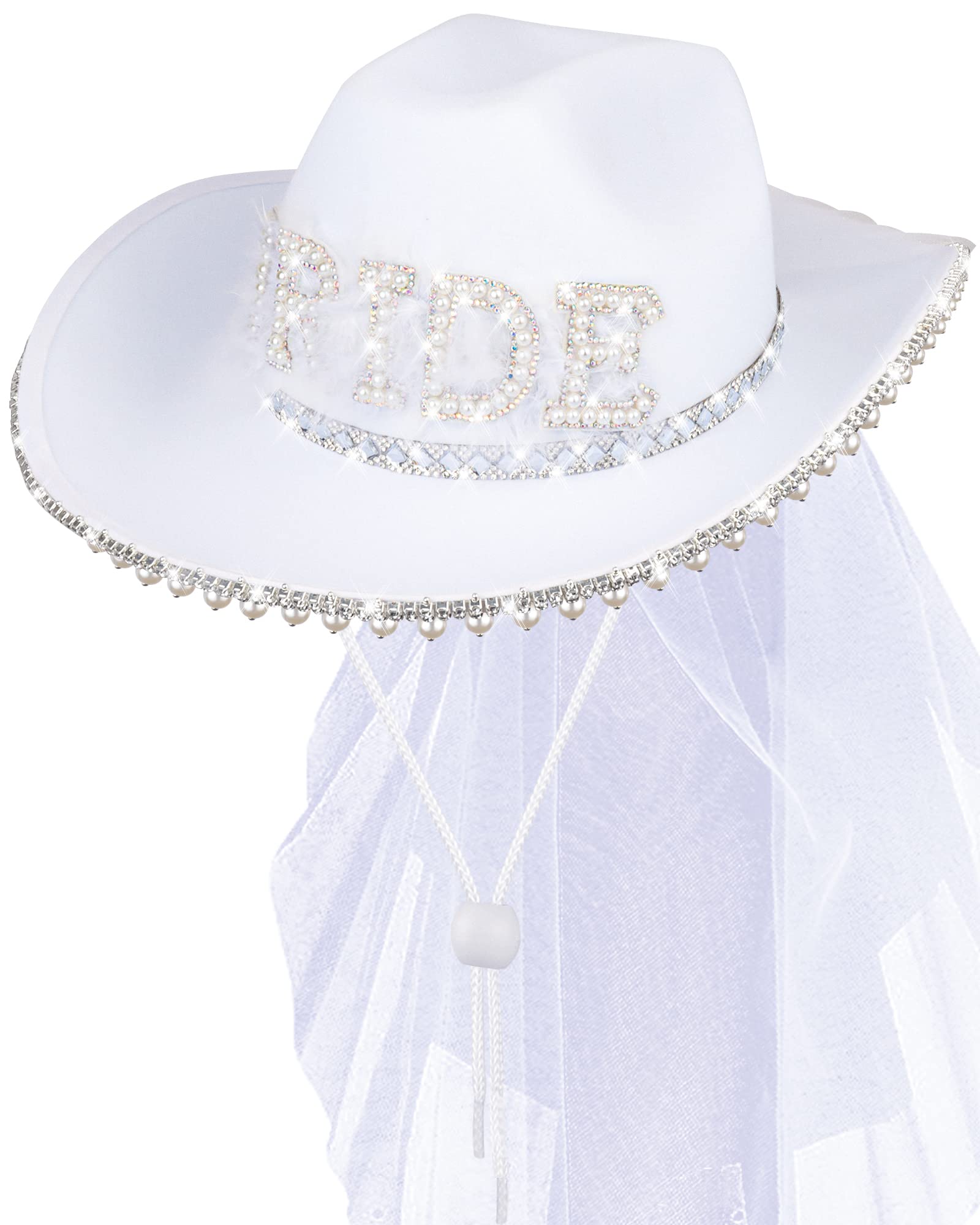 JUSTOTRY Cowgirl Hat With Veil - Bride To Be Bachelorette Party Favor