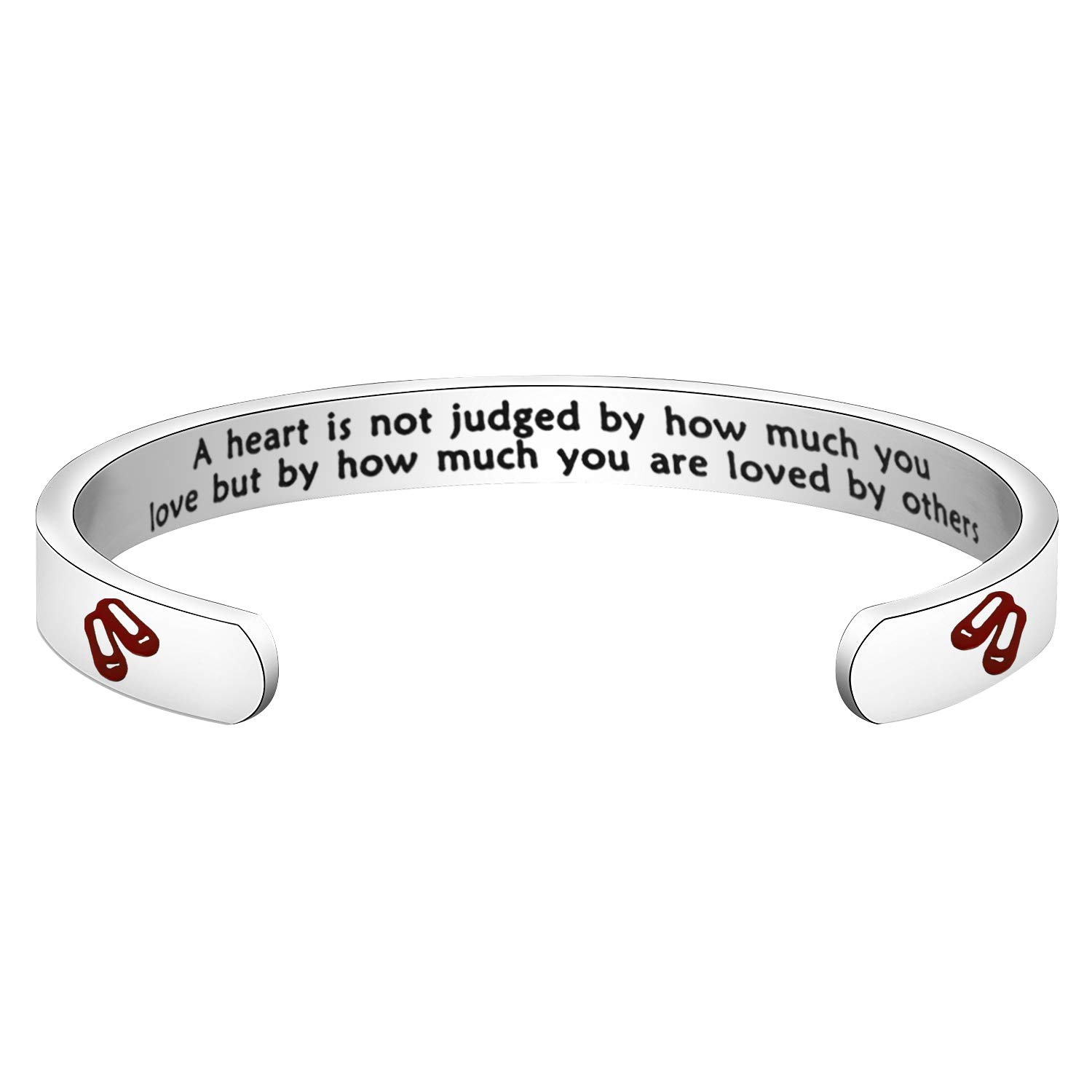 FOTAP Ruby red slippers Gift Wizard of Oz Jewelry A Heart Is Not Judged By How Much You Are Loved Keychain Wizard of Oz Lovers Gift (Red Shoe cuff)