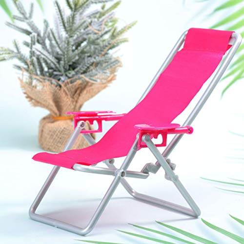 STOBOK 2PCS Mini Dolls House Miniature Folding Beach Chairs Plastic Beach Lounge Chairs Dollhouse Furniture Accessories