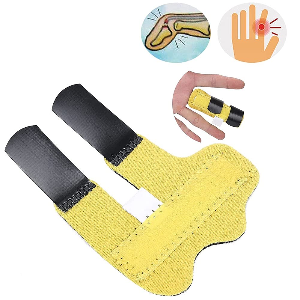 Finger Splints 2 Pcs Adjustable Finger Support Brace Breathable Protector Index Finger Immobilization Sleeve for Mallet Injury Fractured Straightening Pain Relief (Color : Black)