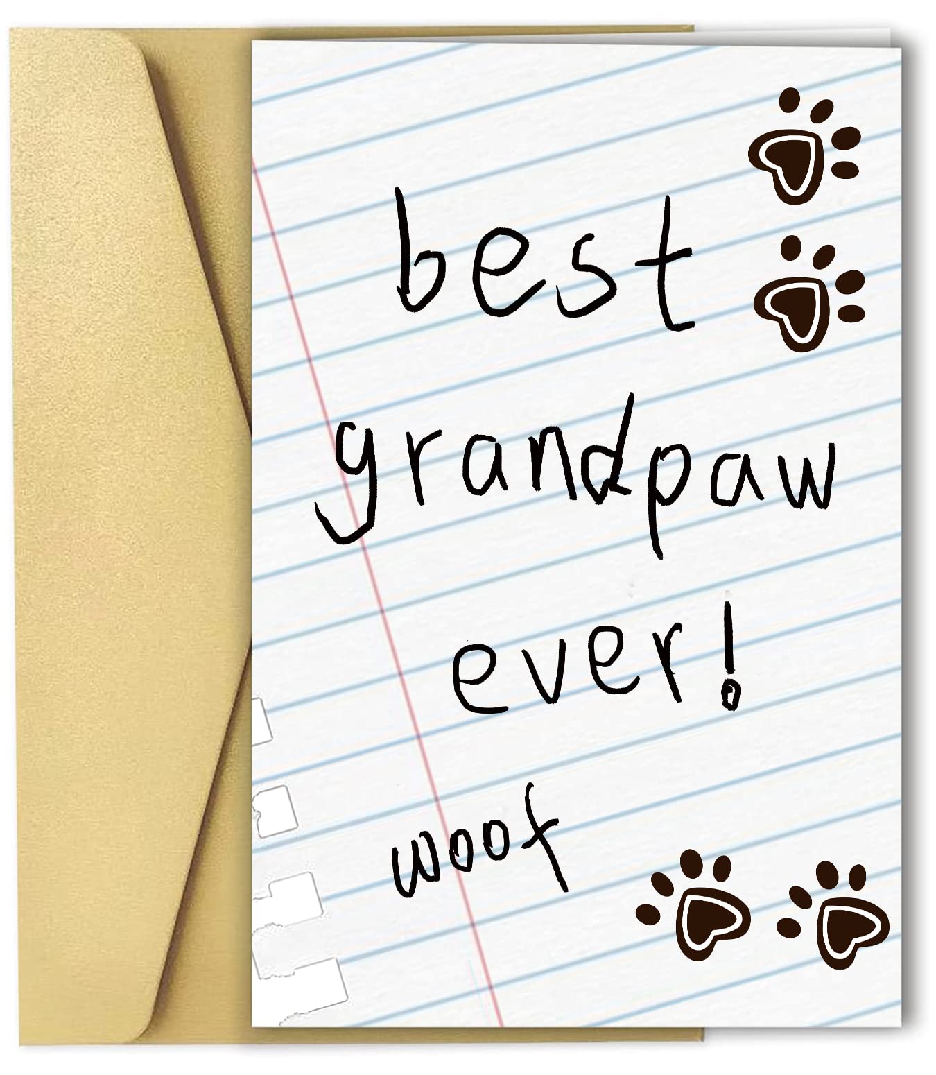 Spercy Cute Father’s Day Card from Dog to Grandpa, Dog Grandpa Birthday Card, Funny Grandpa Birthday Card, Best Grandpaw Ever